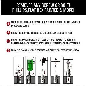6 Pcs Broken Bolt Extractor Kit, Pipe Screw Extractor Set, Damaged Bolt Water Pipe Remover Set for 1/8 to 1 inch Thread Broken Stud, Screw, Bolt Easy Back Out