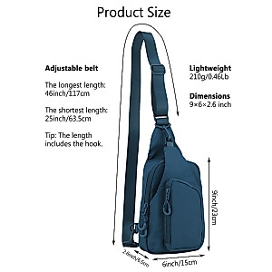Niumike Small Sling Bag Crossbody Chest Bags Daily Backpack with Adjustable Straps for Women Men Casual Outdoor Traveling Hiking, Blue