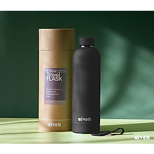 Insulated Stainless Steel Water bottle, aiveh, Bottle water, Tea, Coffee, tumbler, Leak Proof, Thermal bottle Water, Thermos, Hot cold bottle, BPA-FREE bottle water, 24oz, Black