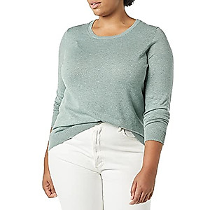 Amazon Essentials Women's Long-Sleeve Lightweight Crewneck Sweater (Available in Plus Size), Sage Green Heather, Medium