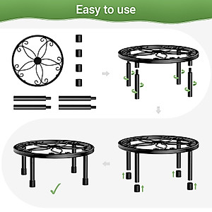MTCode Metal Plant Stand, 5 Pack Plant Stands for Indoor Outdoor, Flower Pot Stands for Plants, Heavy Duty Planter Stand, Rustproof Iron Round Plants Stand for Home, Garden Decor