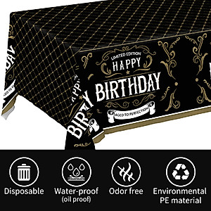 Birthday Party Supplies Disposable Tablecloth Plastic Waterproof Table Cover for 90th 80th 70th 60th 50th 40th 30th Birthday Party Decorations, 3 Pack 54X108inch
