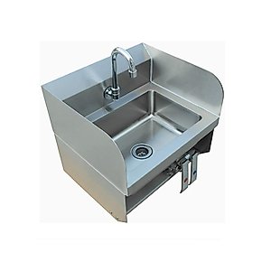 Commercial Stainless Steel Wall-Mount Hand Sink with Side Splash with Knee Pedals - Dimensions 15x17