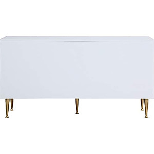 Meridian Furniture 844White-D Marisol Collection Modern | Contemporary Dresser with Brushed Gold Metal Legs and Handle, 60" W x 18" D x 32" H, White