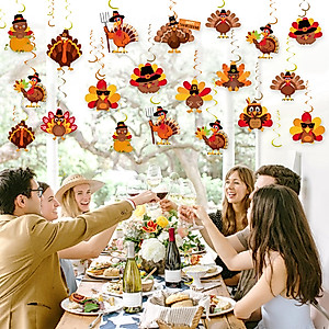 36 PCS Thanksgiving Decorations Hanging Swirls, Thanksgiving Turkey Hanging Decorations Party Decoration Swirls - NO DIY Thanksgiving Classroom Party Supplies Decorations