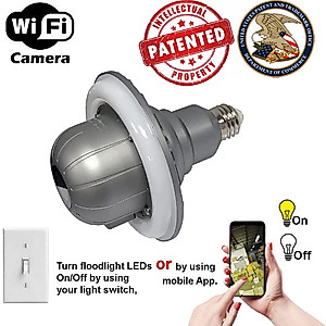 Zeus CCTV WiFi Floodlight Bulb Camera Home Security System Wireless Outdoor Waterproof Remote Control Camera Night Vision 1080p E26 LED Floodlight Cam