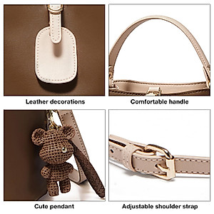 FOXLOVER Women's Small Split Leather Bucket Bag Lady Handbag Stylish Hobo Female Bag Purse (Brown)