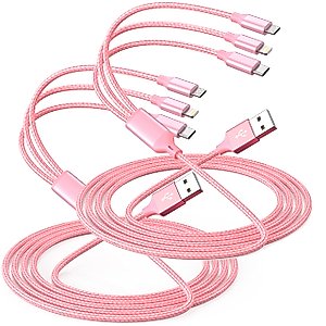 [MFi Certified] Lightning Charger Cable for Apple Nylon Braided Fast Charging Cord Compatible with iPhone 14 13 12 11 Pro Max XR XS X 8 7 6 Plus SE iPad and More (Rose)