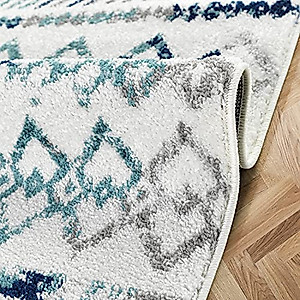 Antep Rugs Bohemian Geometric 3x5 Indoor Area Rug Phoenix, Blue, 3' x 5'