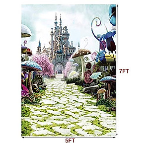 5x7FT Alice in Wonderland Photo Backdrop Photography Background for Newborn,Baby Shower,Kid's Birthday Party Decorations Supplies Booth Studio Props