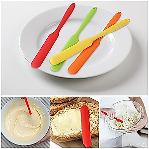 WLLHYF Color Silicone Spatula 6pcs 9.8in Extra Large Long Handle Non Stick Baking Icing Scraper Pastel Spreader Mixing Stir Sticks Cake Cream Pancake Fruit Resin Spread Scraper Set Mix 6 Colors