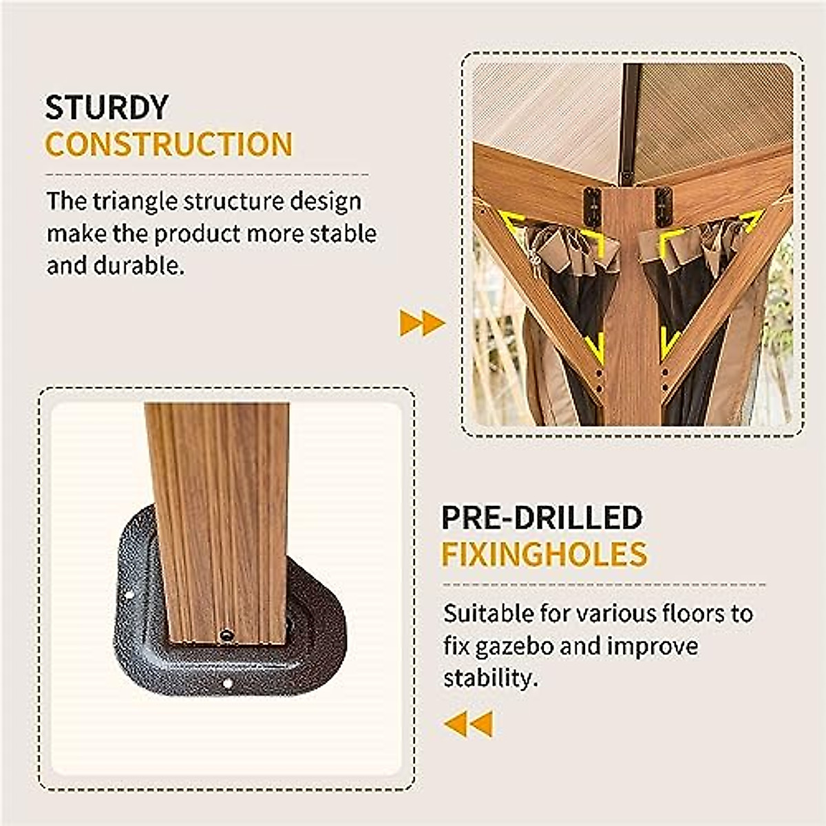 10'x12' Hardtop Gazebo, Outdoor Gazebo Outdoor Canopies and Gazebos with Double Roof, for Garden, Patio, Lawns, Deck, Backyard