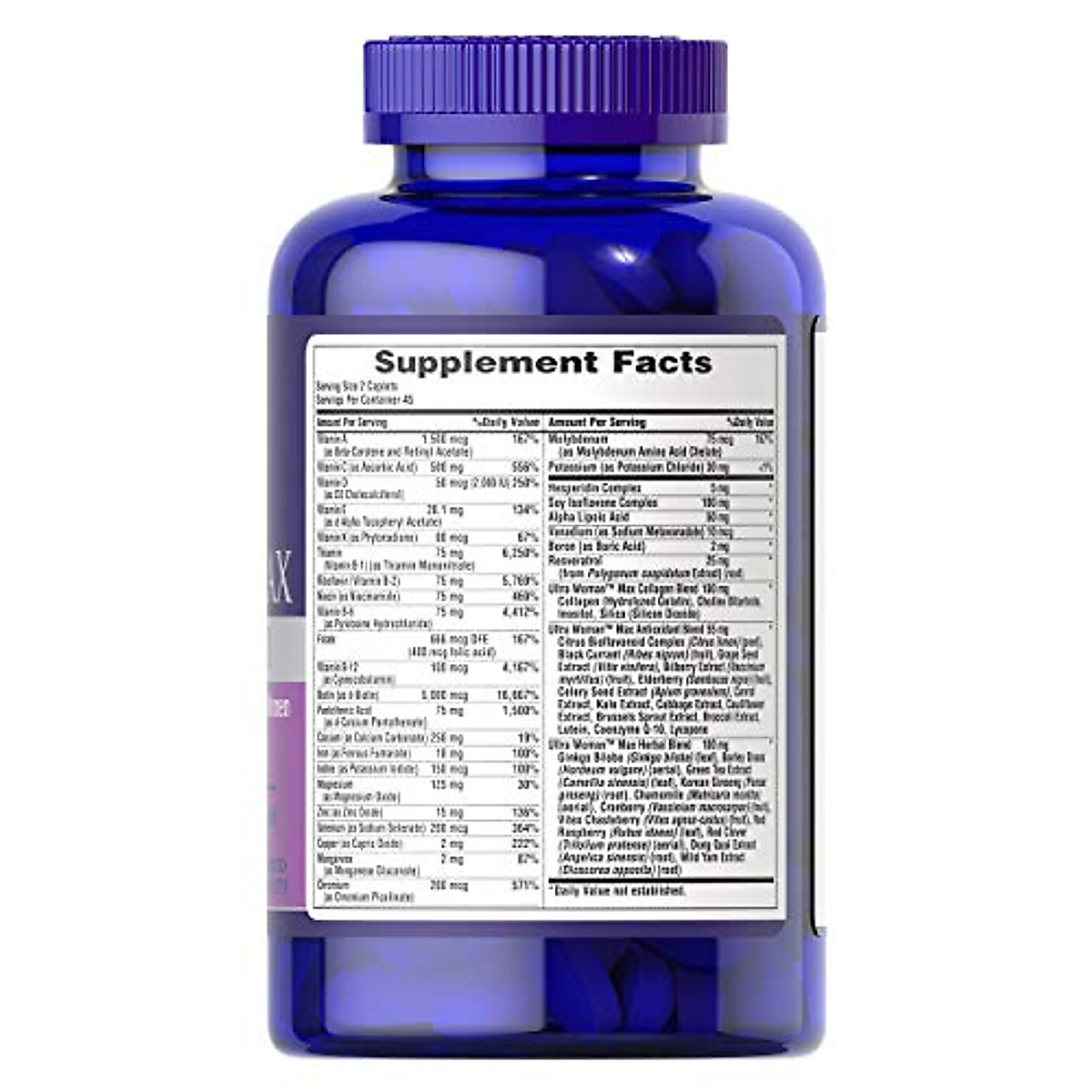 Puritans Pride Ultra Woman Max Daily Multivitamin, 90 Caplets