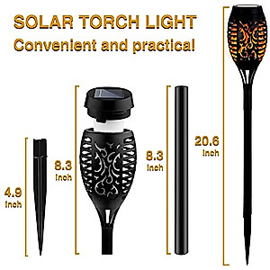 Solar Outdoor Lights, 4Pack Solar Torch Light with Flickering Flame,12 LED Tiki Torches for Outside Waterproof Landscape Decoration with Auto On/Off Dusk to Dawn for Christmas Garden Patio Yard