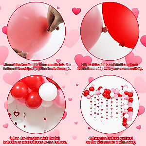 Valentines Day Balloon Arch Garland, Valentines Red Pink White Heart Balloon with Bling Bling Hanging Swirl for Sweetheart Wedding Bridal Shower Valentines Day Anniversary Engagement Party Decorations