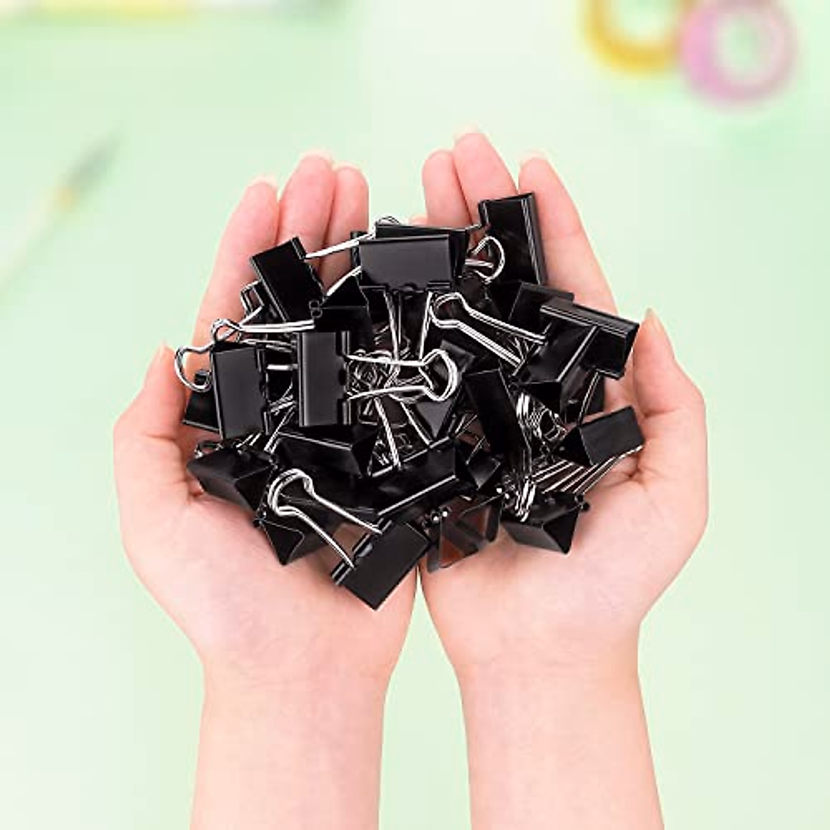 Black Binder Clips Paper Clamps Clips Small Size, 1.0 Inches, 36 Pack