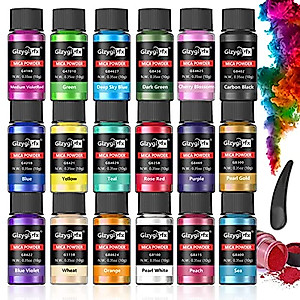 Epoxy Resin Dye-Mica Powder-18 Natural Powder Pigments-Soap Dye-Hand Soap Making Supplies-Eyeshadow and Lips Makeup Dye -Slime Pigment-Bath Bomb Colorant-Nail Art-DIY Slime-Adhesive Pigments