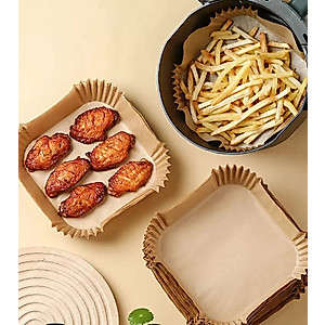 IPZA Air Fryer Liners Disposable – 100PCS Air Fryer Liners Square, 6.3 Inch Non Stick,Oil-Proof AirFryer Paper Liners,Waterproof Parchment Paper for 2-4.9 QT Air Fryers Baking Roasting