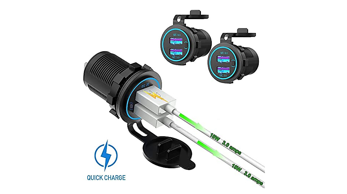 2 Pack 12V USB Quick Charge Outlets for Cars, Boats & RVs