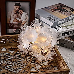 TIANSHENG Fiber Optic Flower String Light, 14ft 20 Led Flower Light Waterproof, Battery Powered Suitable for Bedroom, Christmas Tree, Garland, Wedding Party, New Year, Garden Romantic Decor-Warm Light