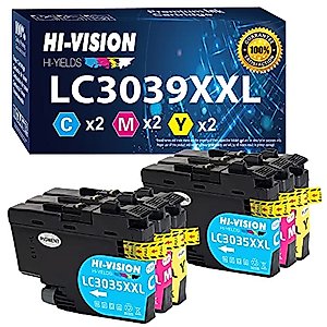 HI-VISION HI-YIELDS Color-Set Compatible Ink Cartridges Replacement for Brother 3039xxl LC3039xxl for MFC-J5845DW, MFC-J5845DW XL, MFC-J5945DW, MFC-J6545DW, MFC-J6545DW XL, MFC-J6945DW, (2C, 2M, 2Y)
