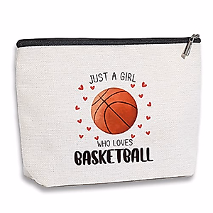 Basketball Gifts Basketball Bag Unique Gifts for Girls Her Female Basketball Sports Lover Player Birthday Gifts for Women Mom Friend Sister - Just A Girl Who Loves Basketball Travel Toiletry Bag