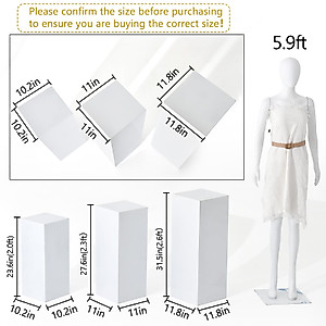 Vincidern 3PCs Metal Pedestal Stand for Party, White Display Pedestal Stands Pillars for Wedding, Sculpture Display Stand Column Decoration Pedestal Cube