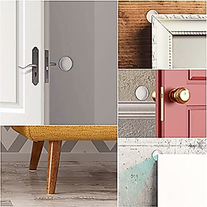 12 Pcs Door Stoppers Wall Protector, Door Knob Wall Shield, Clear Round Silicone Door Handle Bumpers, Reusable Self Adhesive Door Stops Shock Absorbent for Doors Knobs Handles Wall (Round)