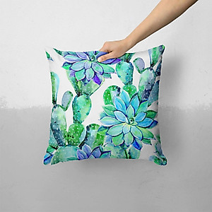 iiRov Watercolor Cactus Succulent Bloom V13 - Custom Decorative Home Decor Indoor or Outdoor Throw Pillow Cover for Sofa, Bed or Couch Cushion (Pillow CASE Cover ONLY)