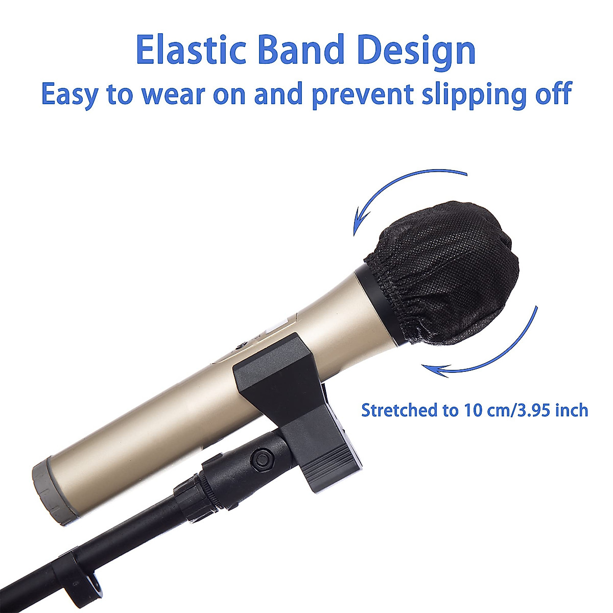 Zettokete Microphone Cover Pop Filter 400 PCS,Disposable Mic Cover with Individual Packing,Suit for Most Handheld Microphone,Good for Karaoke Recording Stage Performance,Non-Woven,Black