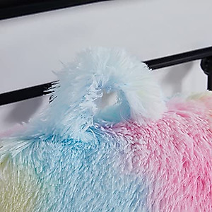 Jillche Bed Fluffy Fur Reading Pillow for Adults & Kids Unisize, Stylish College Essentials for Girls, Fuzzy Back Pillow for Sitting in Bed, Adorable Gift for Teens, Bed Rest Sit Up Arm Support Pillow