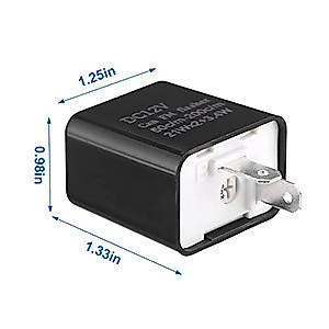 zipelo 2 Pin LED Electronic Turn Signal Flasher Relay, 4 PCS 12V Speed Adjustable LED Indicator Flasher Relay Fix for Turn Signal Light & Hazard Warn Hyper Fast Flash for Car and Motorcycle (Black)