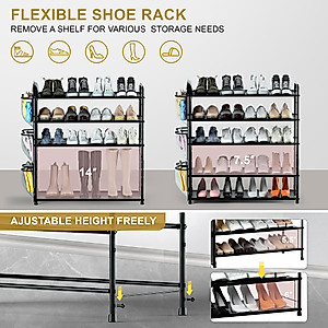 Housen Solutions Shoe Rack for Closet, 5 Tier Metal Shoe Rack Organizer with Storage 20-25 Pairs for Front Door Entrance, Entryway, Floor, Garage, Standing Black Shoes Holder Shelves