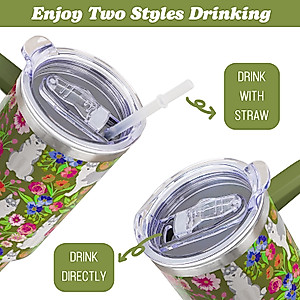 puhnhsv 40 oz Husky Tumbler with Handle, Insulated Stainless Dog Tumbler Coffee Travel Mugs Cup Water Bottle Husky Lovers Gifts for Women Girls