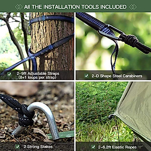 Miztli Camping Hammock with Net, Portable Lightweight Outdoor Hammock Tree Travel Backpacking Hammock Tent with 20Ft(Total) Tree Straps, Perfect for Camping Hiking Yard Adventure Survival