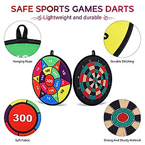 Dart Board for Kids, Kids Double-Sided Dart Board with 12 Sticky Balls, Indoor Outdoor Safe Darts Board Set Party Favor Games and Classic Toys Gifts for 5 6 7 8 9 10 11 12 Year Old boy Kids and Adult