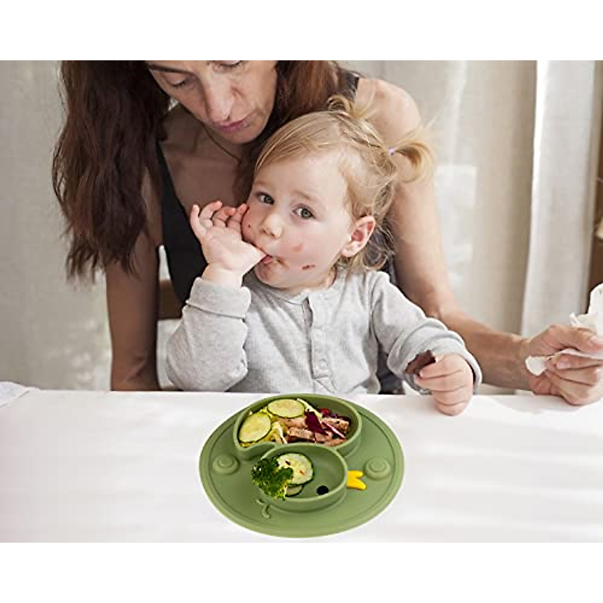 Lightening Corp Baby Plate Silicone Suction Toddler Plates, Divided Dishes for Toddler Kids, Self Feeding, BPA Free, Microwave and Dishwasher Safe (SP-21)