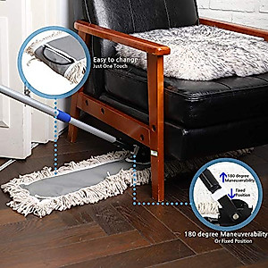 JINCLEAN 36" Industrial Class Cotton Floor Dust Mop with 2 Pack of Refills | Dry to Attract Dirt, dust, Laminated Hardwood Floor, Garage epoxy, Tile, Bamboo Telescopic Pole Height Max 59"