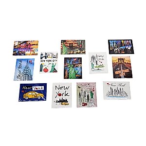 12 Set NYC (New York City) Large Photo Souvenir Fridge Magnets with Classic & Artistic Designs 2.5 x 3.5 inch – Pack of 12