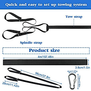 Heavy-Duty Snowmobile Tow Rope, 1.5 inches Width Thickened Long Reinforced Emergency Off Snowmobile Tow Rope 3 Point with Two Hooks, Safety Sled Pulling Straps for Snowmobile Accessories, Sled Or ATV