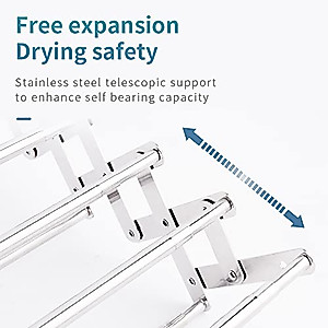 Retractable Bathroom Towel Rack with Towel Bars - Stainless Steel Wall Mounted Drying Rack - Space-Saving Huge Capacity Towel Holder