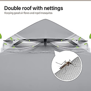 LAUSAINT HOME Outdoor Patio Gazebo 10'x10' with Expansion Bolts, Heavy Duty Gazebos Shelter Party Tent with Double Roofs, Mosquito Nettings and Privacy Screens for Backyard, Garden, Lawn, Smoke Grey