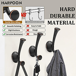 HARPOON Rustproof Coat Hook,Screws Retro Robe Hook,Wall Mounted Toilet Kitchen Bedroom Heavy Duty Door Hanger for Scarf Bag,Hat,Cup 5 Pack Oil Rubbed Bronze