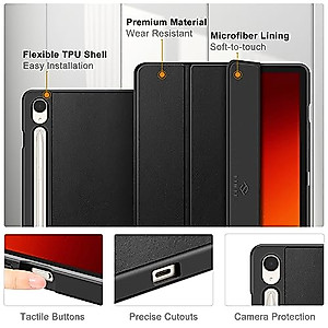 Fintie Slim Case for Samsung Galaxy Tab S9 11 Inch 2023 Model (SM-X710/X716B/X718U) with Built-in S Pen Holder, Soft TPU Smart Stand Back Cover Auto Wake/Sleep Feature, Black