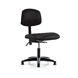Perch Task Chair with Adjustable Back Support, Stationary Caps, Desk Height, Black Vinyl