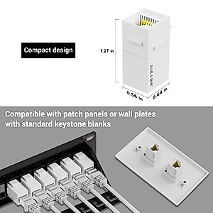 Iwillink RJ45 Cat6 Keystone Coupler 10-Pack, Female to Female Cat6 Keystone Jack, UTP Keystone Coupler Insert, White
