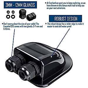 ILSSLI Solar Cable Entry Gland Waterproof Double Cable Connector Cover Solar Photovoltaic Junction Box Plastic Bracket Curved ABS Dual Wire Entry Housing for Solar Panels of RV, Caravan Boat