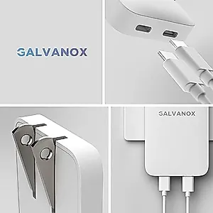 Flat 2-Port USB C Wall Charger, Ultra Slim Dual Power Adapter with Type-C Cable (20W) Fast Charging for iPhone 15, Pro Max/Samsung Galaxy Models (Folding Prongs)