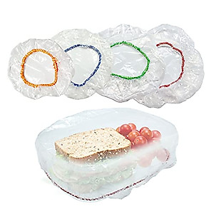 Culinary Elements Reusable Bowl Covers with Elastic, Plastic Food Storage Cover for Leftovers: 12 Bowl Covers