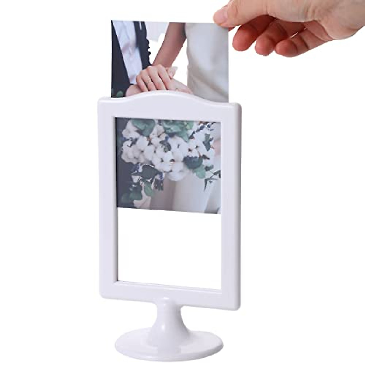 Litpoetic Double Sided Standing Picture Frames, 4x6 Picture Frame Bulk, Two Sided Plastic White Picture Holder Stand for Table Numbers, Wedding,Display (White, 20 Pack)